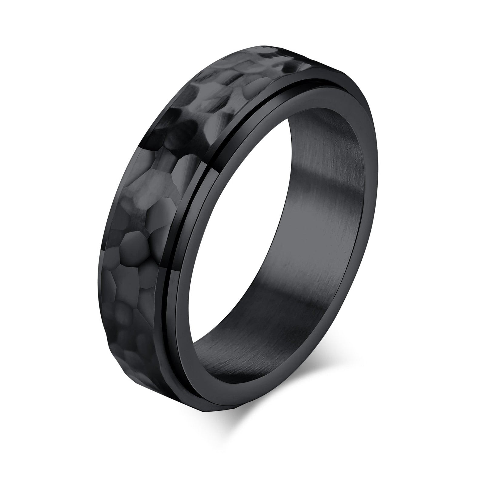 Hammered Steel Fidget Ring – Soothe Rings