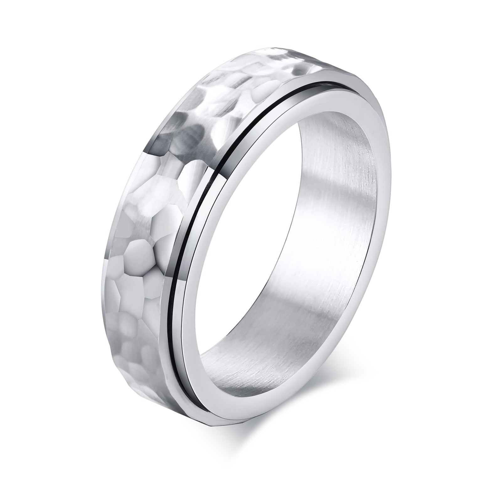 Hammered Steel Fidget Ring – Soothe Rings
