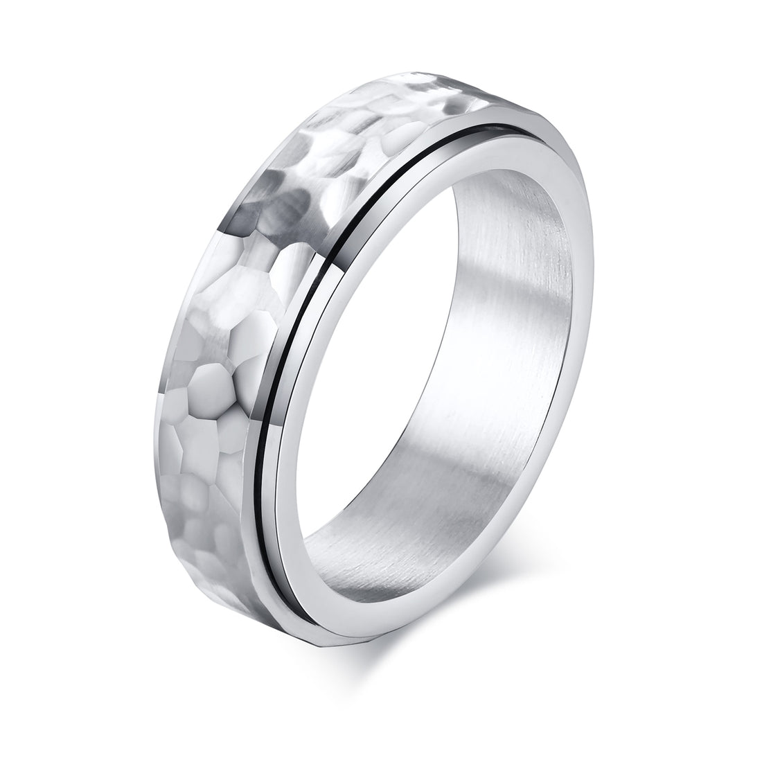 Hammered Steel Fidget Ring – Soothe Rings